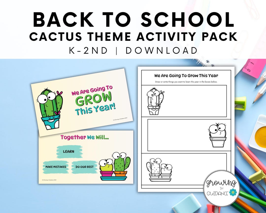 Back to School Activity Pack Cactus Theme Prek-2nd Grade First Day of ...