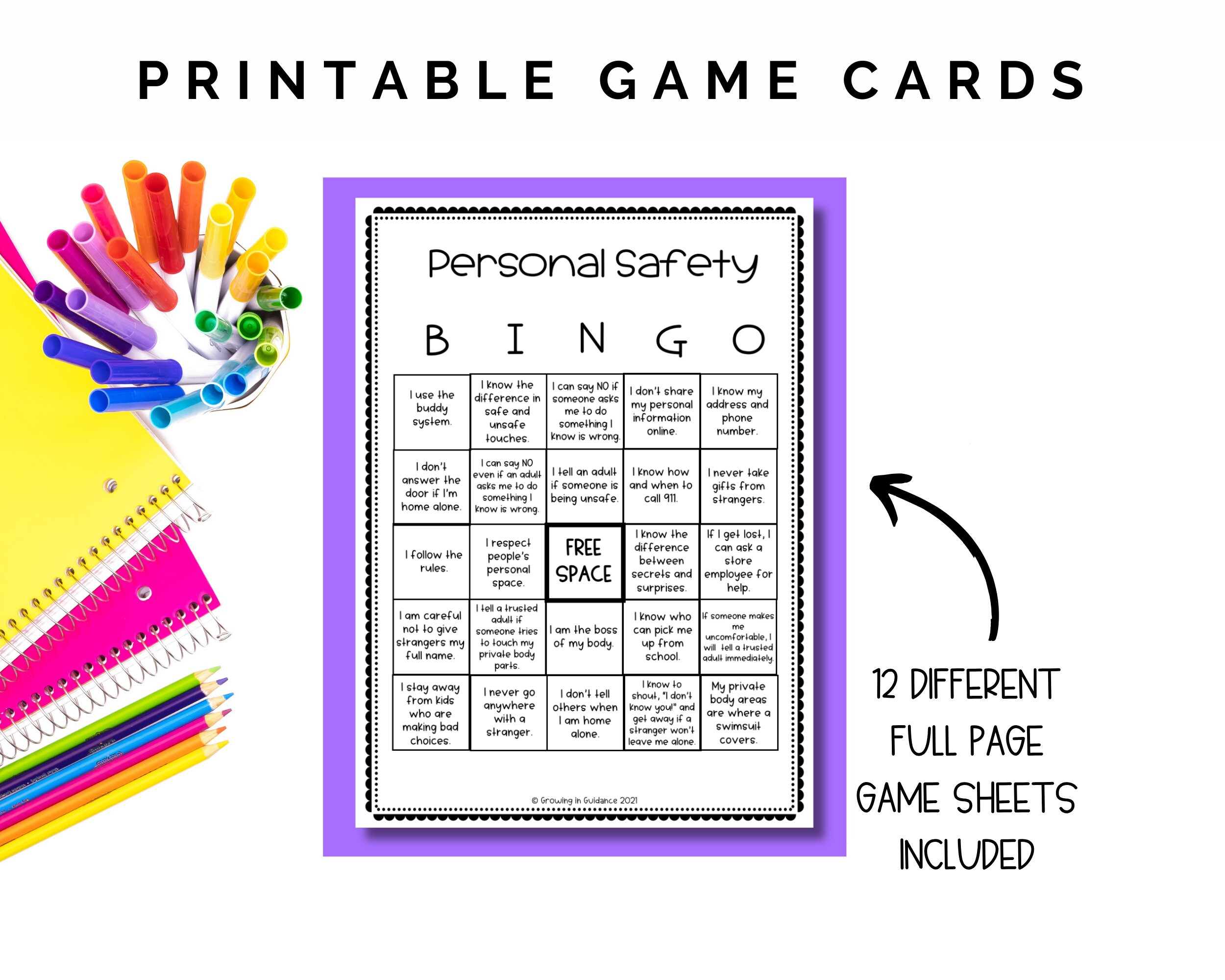 Personal Safety BINGO Game 3rd-5th Grade No Prep Health and Life Skills ...