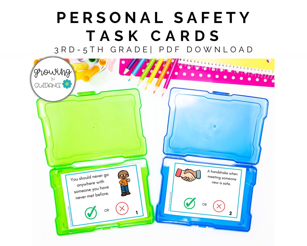 Personal Safety Task Cards 3rd-5th Grade | Printable and Digital Cards ...