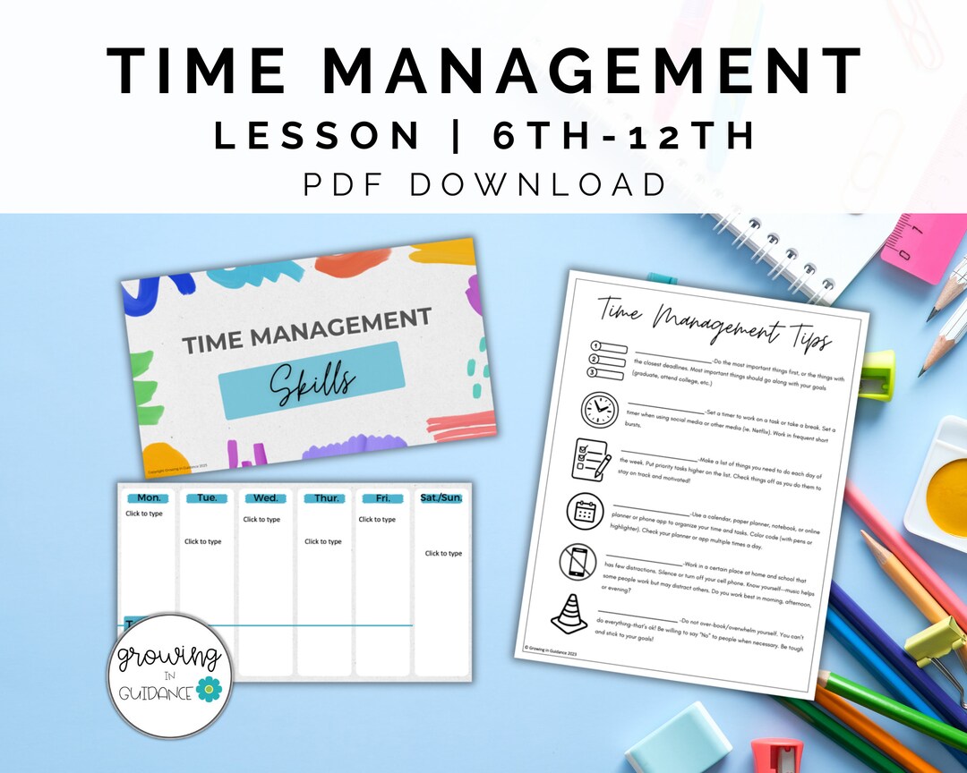 Time Management Lesson & Presentation 6-12th Grade | School Counseling ...