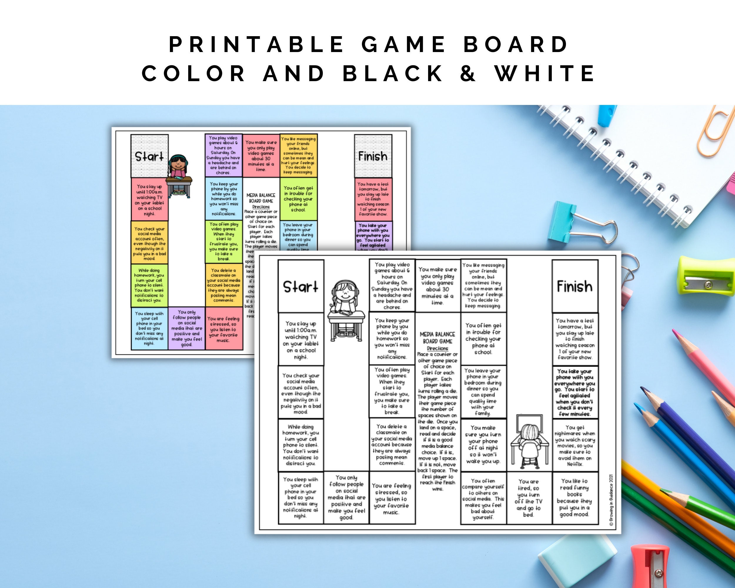 Media Balance Board Game: Health & Wellness Activity (printable) - Etsy