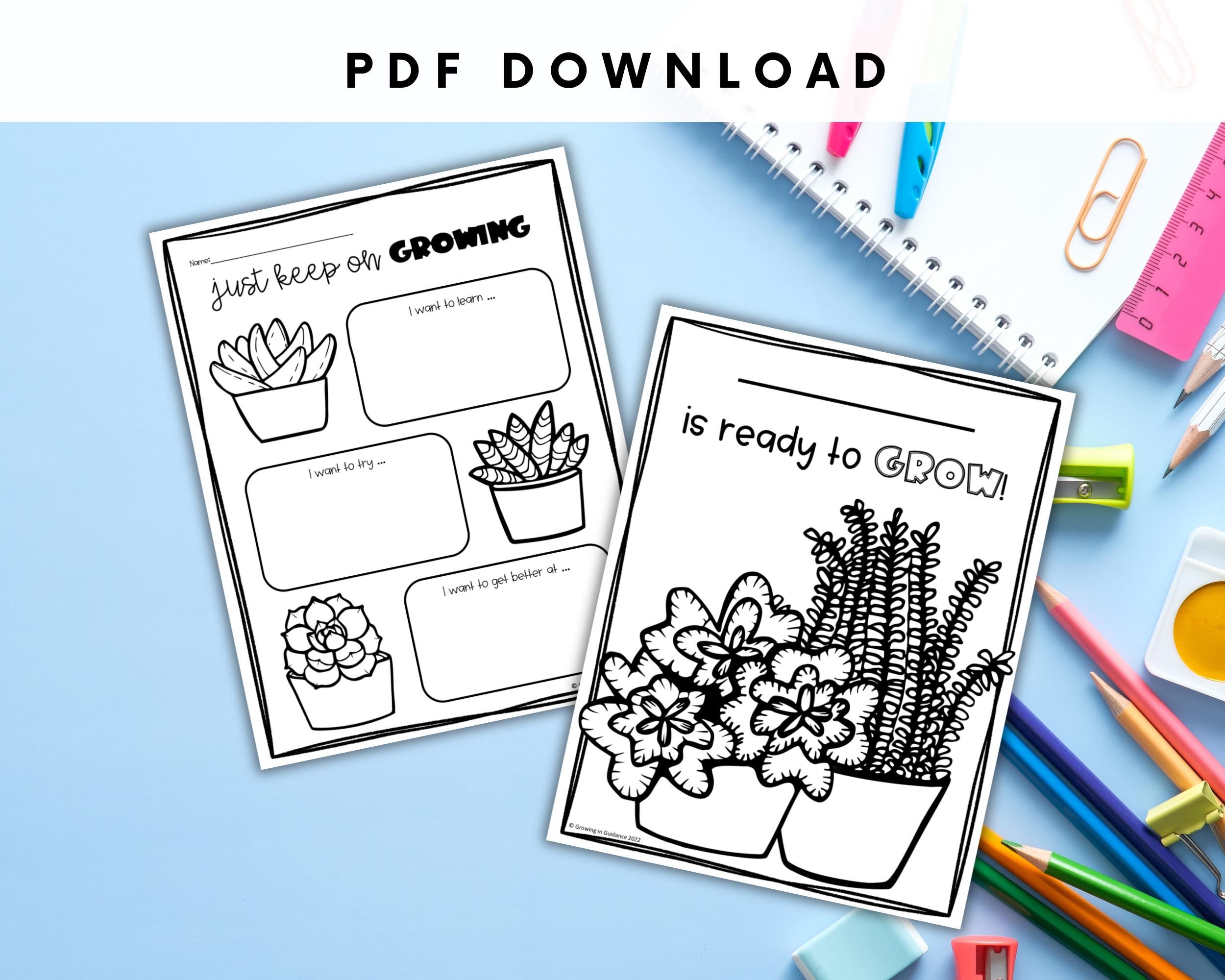 Succulent Theme Back to School Activity Pack: Growth Mindset (digital ...