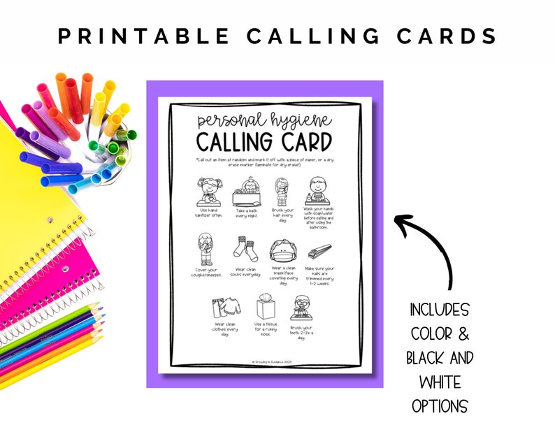 Personal Hygiene BINGO Game Prek-2nd Grade No Prep Life Skills Health ...