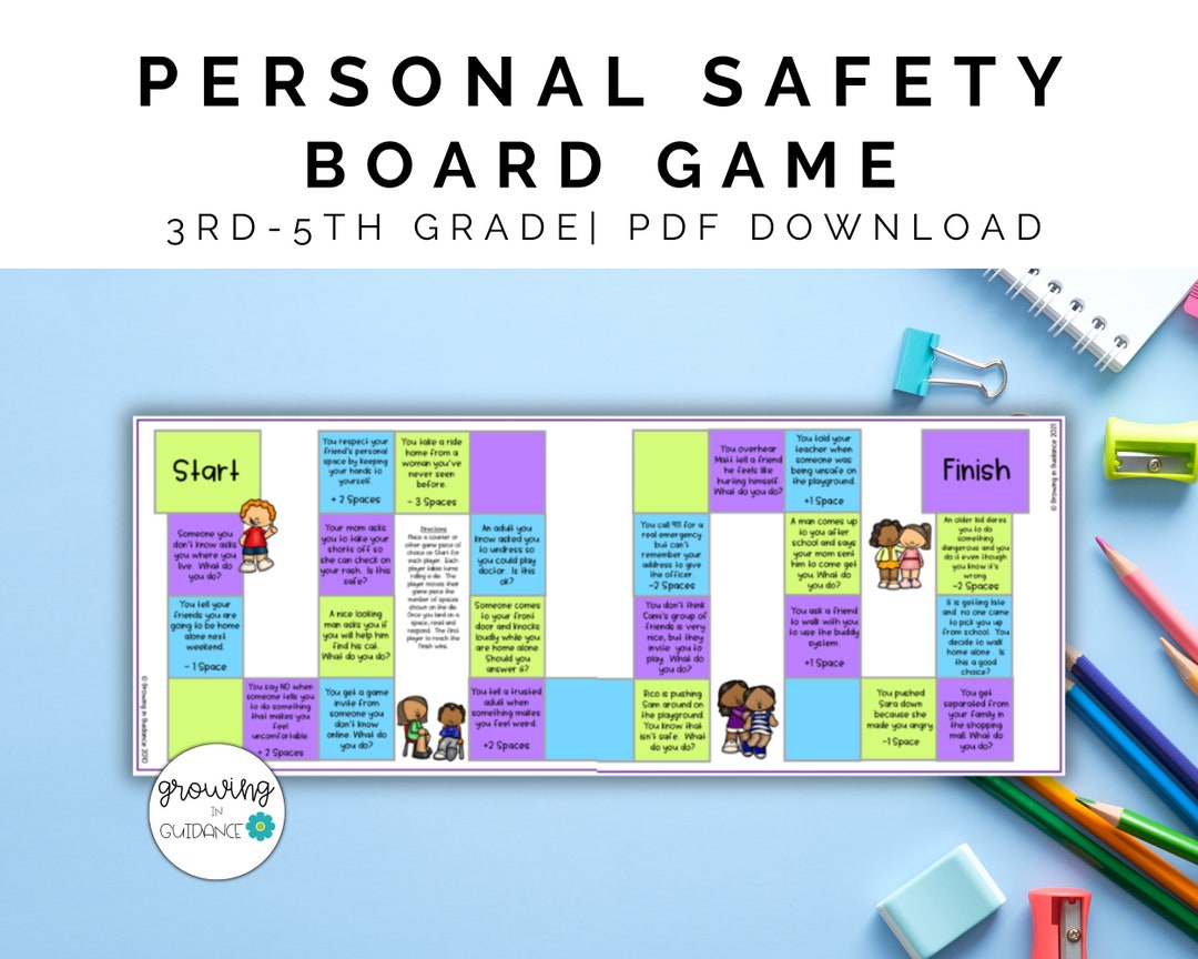 Personal Safety Board Game 3rd-5th Grade | Low Prep School Counseling ...