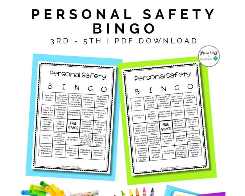 Personal Safety Bingo Game: 3rd-5th Grade (PDF Pattern) - Etsy