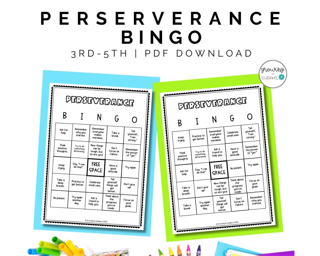 Perseverance BINGO Game 3rd-5th Grade Character SEL School Counseling ...