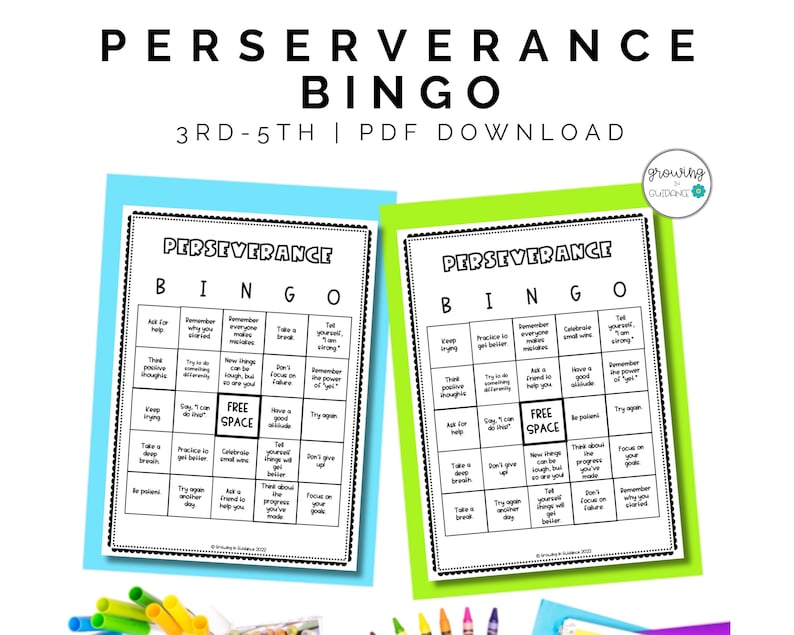 Perseverance BINGO Game 3rd-5th Grade Character SEL School Counseling ...