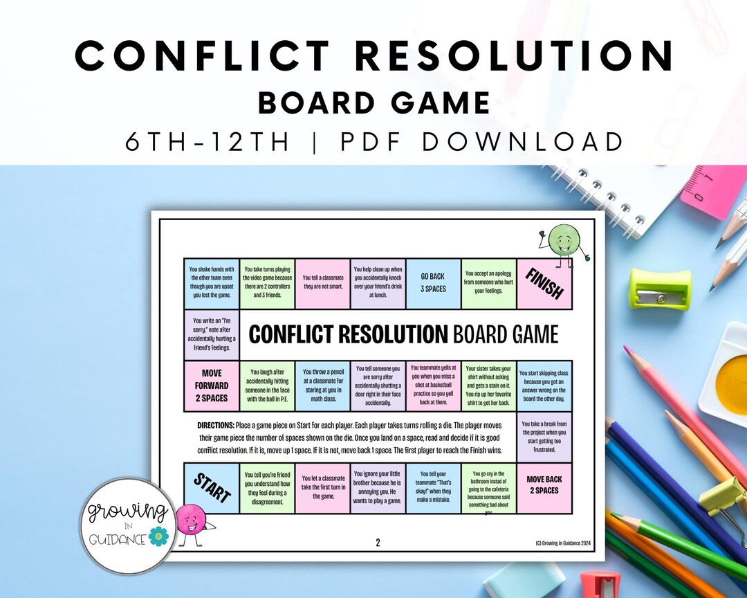Conflict Resolution Board Game 6th-12th Grade Middle High School ...