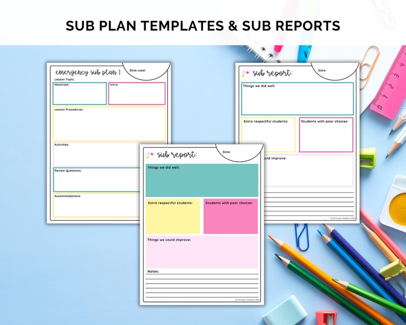 Editable Substitute Teacher Binder Template: K-5 Forms (digital ...
