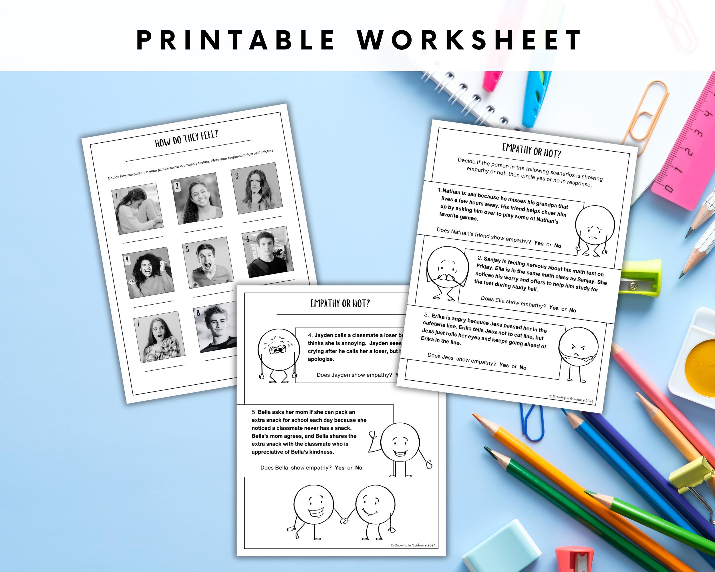 Empathy Lesson Middle School High School No Prep Worksheets School ...