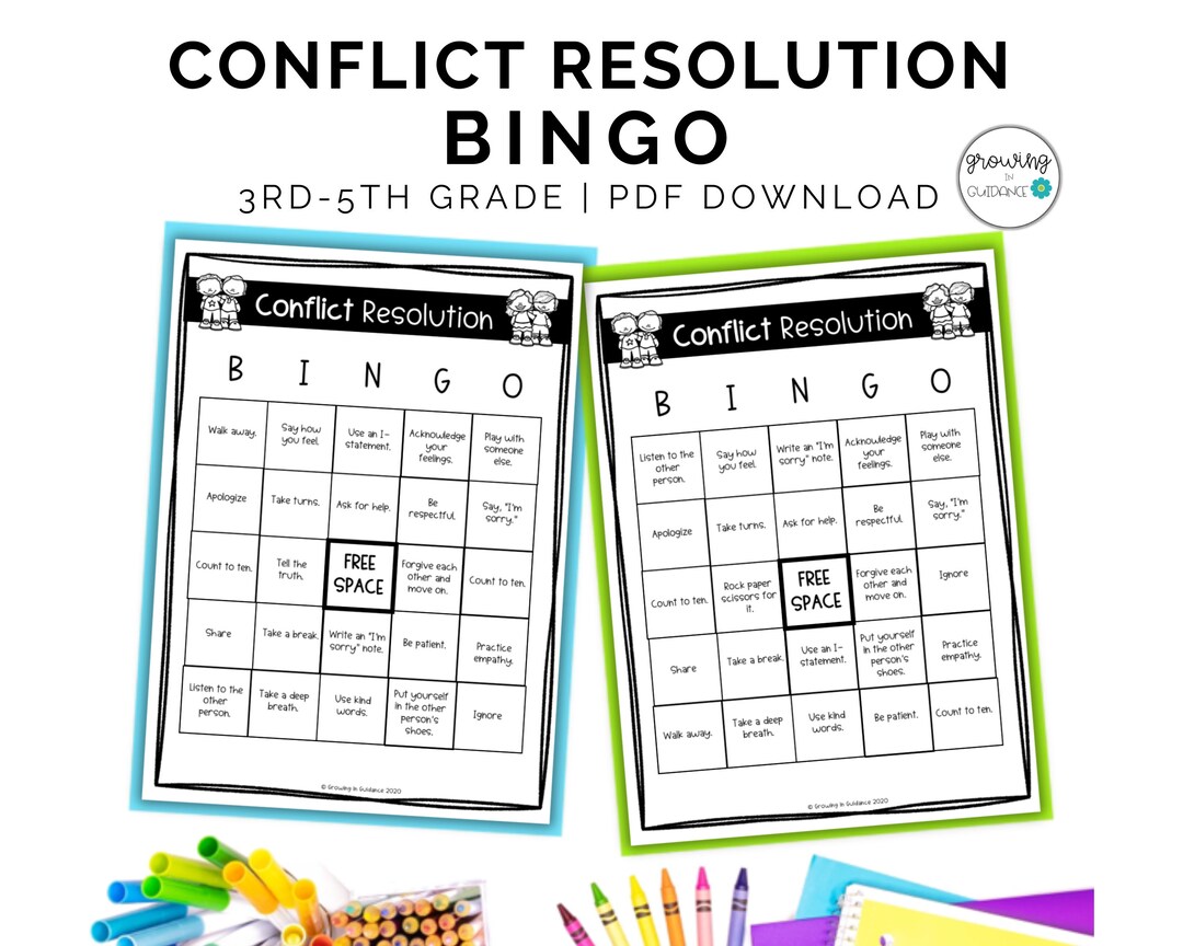 Conflict Resolution BINGO 3rd-5th Grade SEL Game No Prep Elementary ...