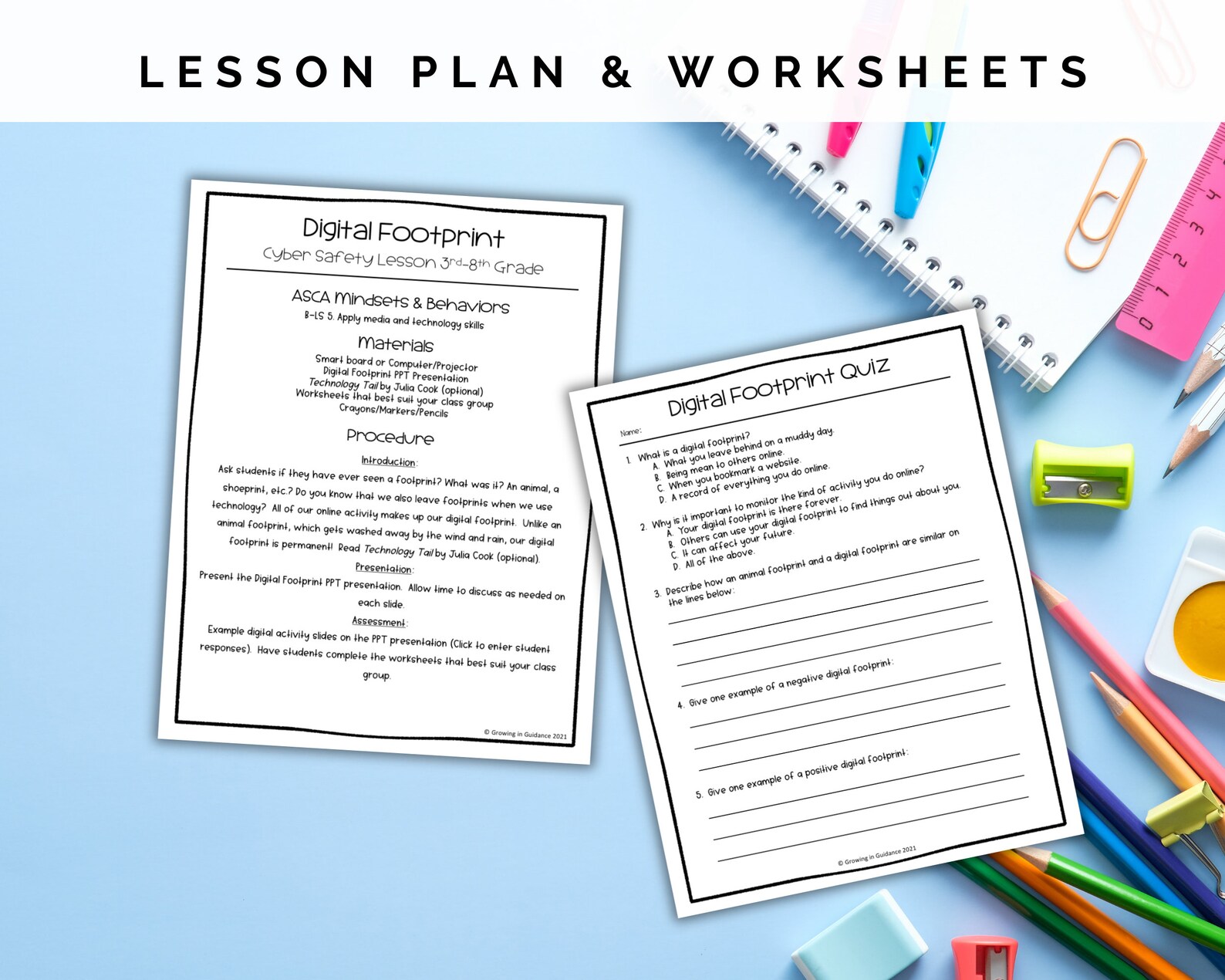 Digital Footprint Cyber Safety Lesson & Presentation: 3rd-8th Grade ...