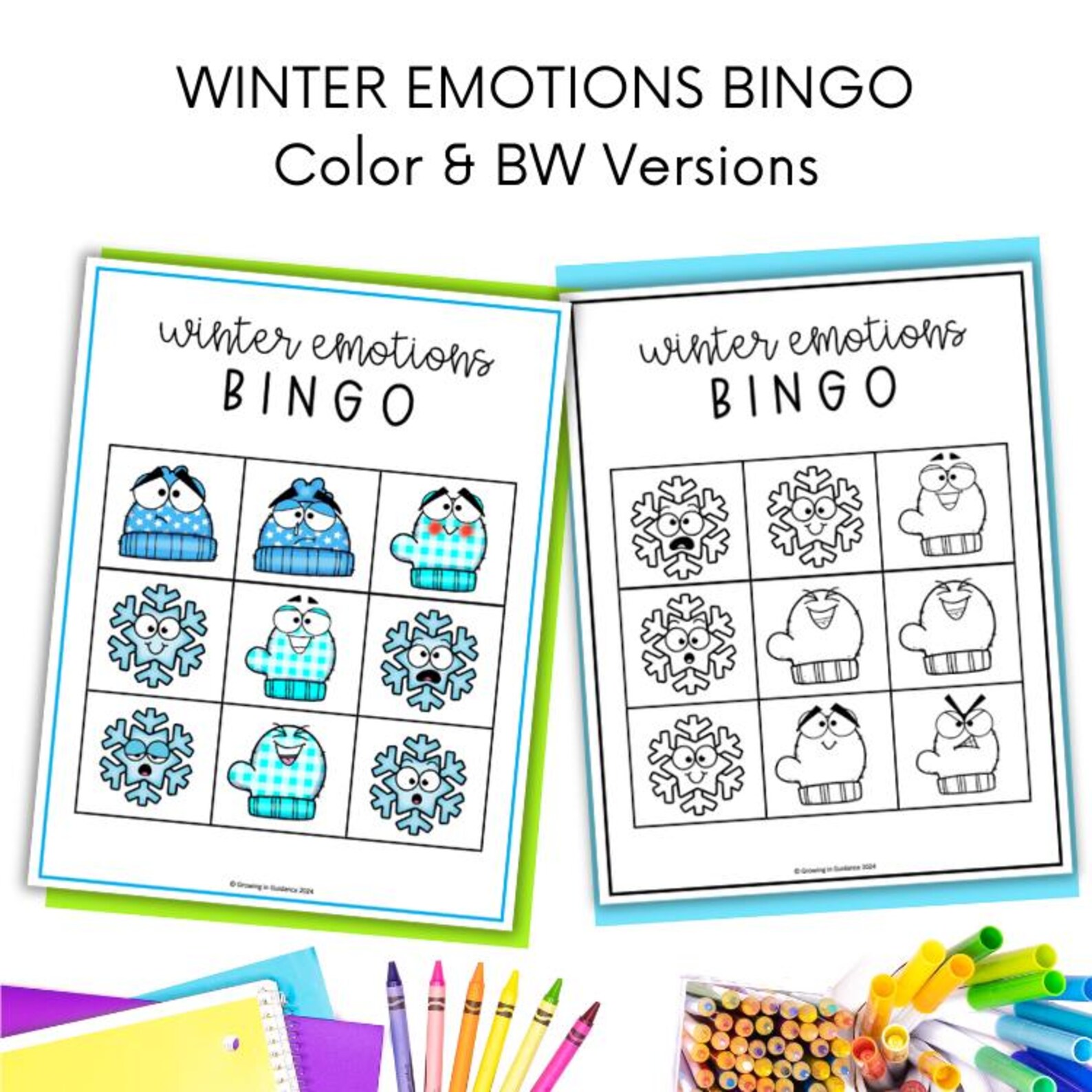 Winter Emotions BINGO Game Prek-2nd Grade No Prep SEL Activity ...