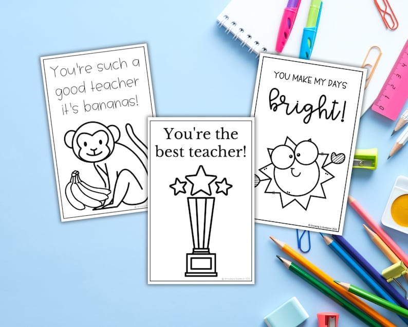 Teacher Appreciation Week Card Templates Thank You Cards - Etsy