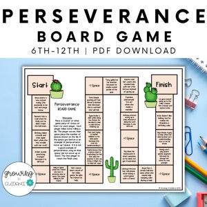 Perseverance Board Game: Growth Mindset Activity (PDF Download) - Etsy