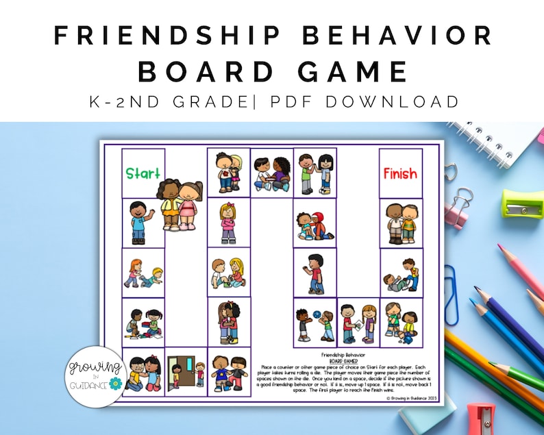 Friendship Behavior Board Game: Social Skills Activity (k-2nd Grade ...