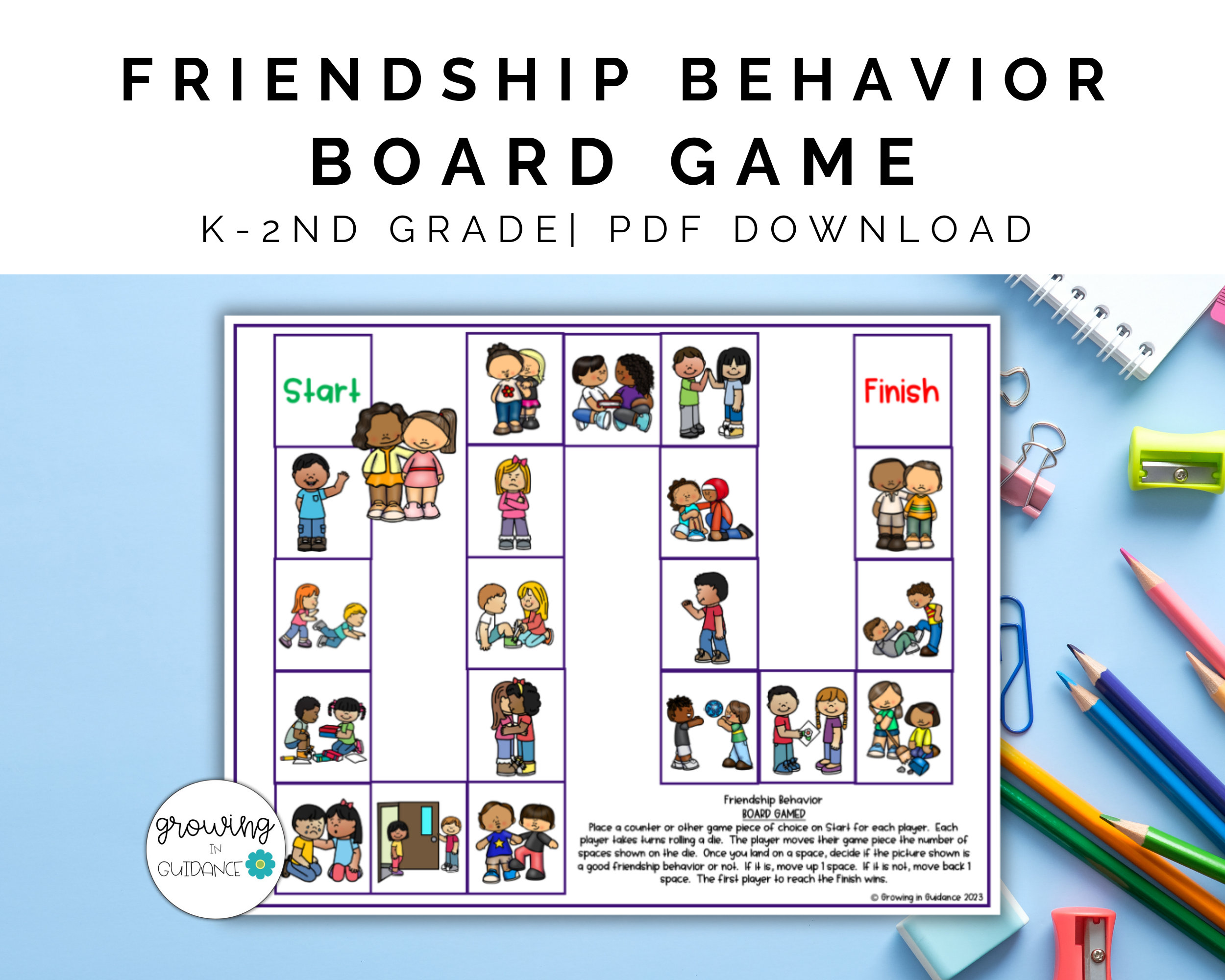 Friendship Behavior Board Game K-2nd Grade No Prep Social Skills ...
