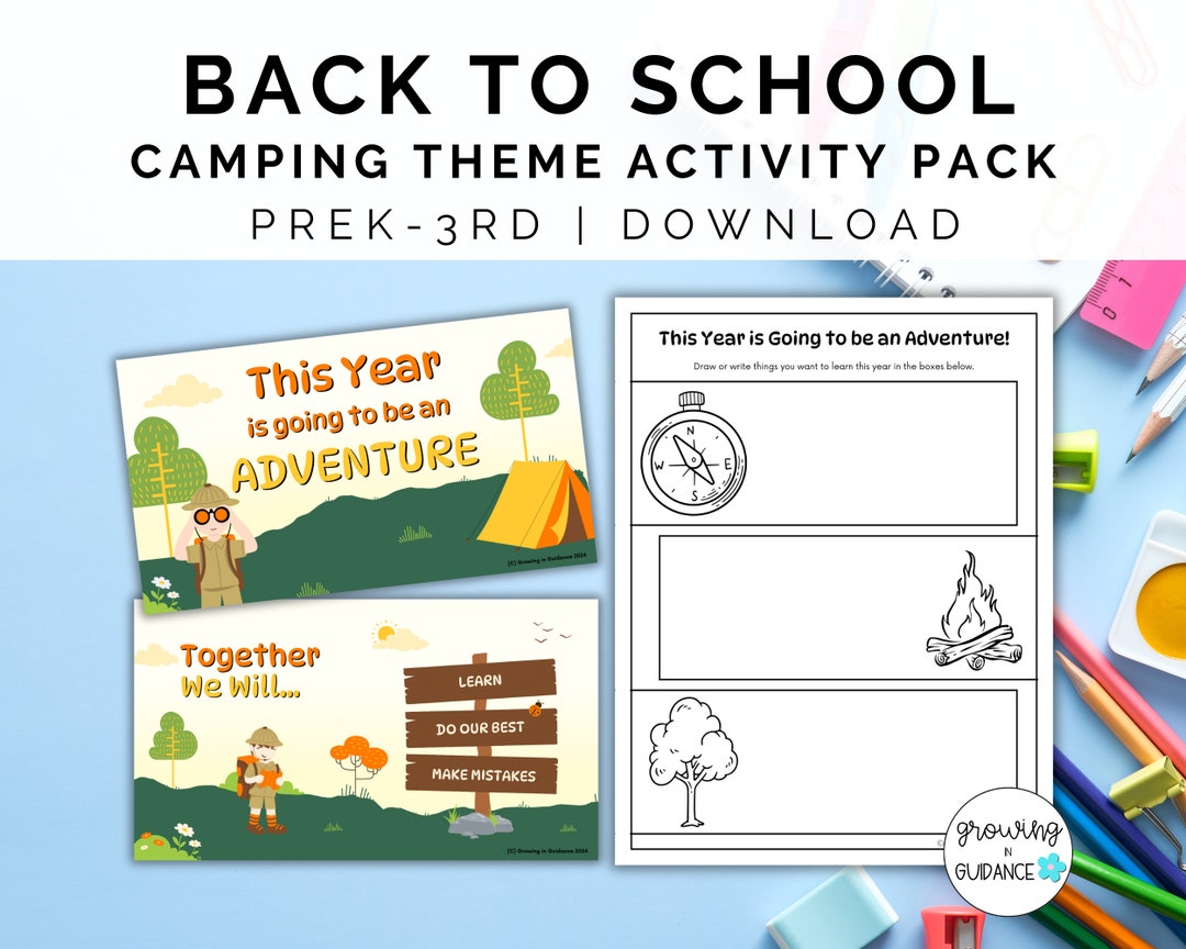 Back to School Activity Pack Camping Theme Prek-3rd Grade First Day of ...