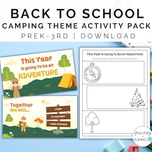 Back to School Activity Pack Camping Theme Prek-3rd Grade First Day of ...