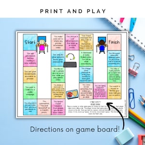 Cyber Safety Board Game 3rd-5th Grade | No Prep Internet Safety Tech ...