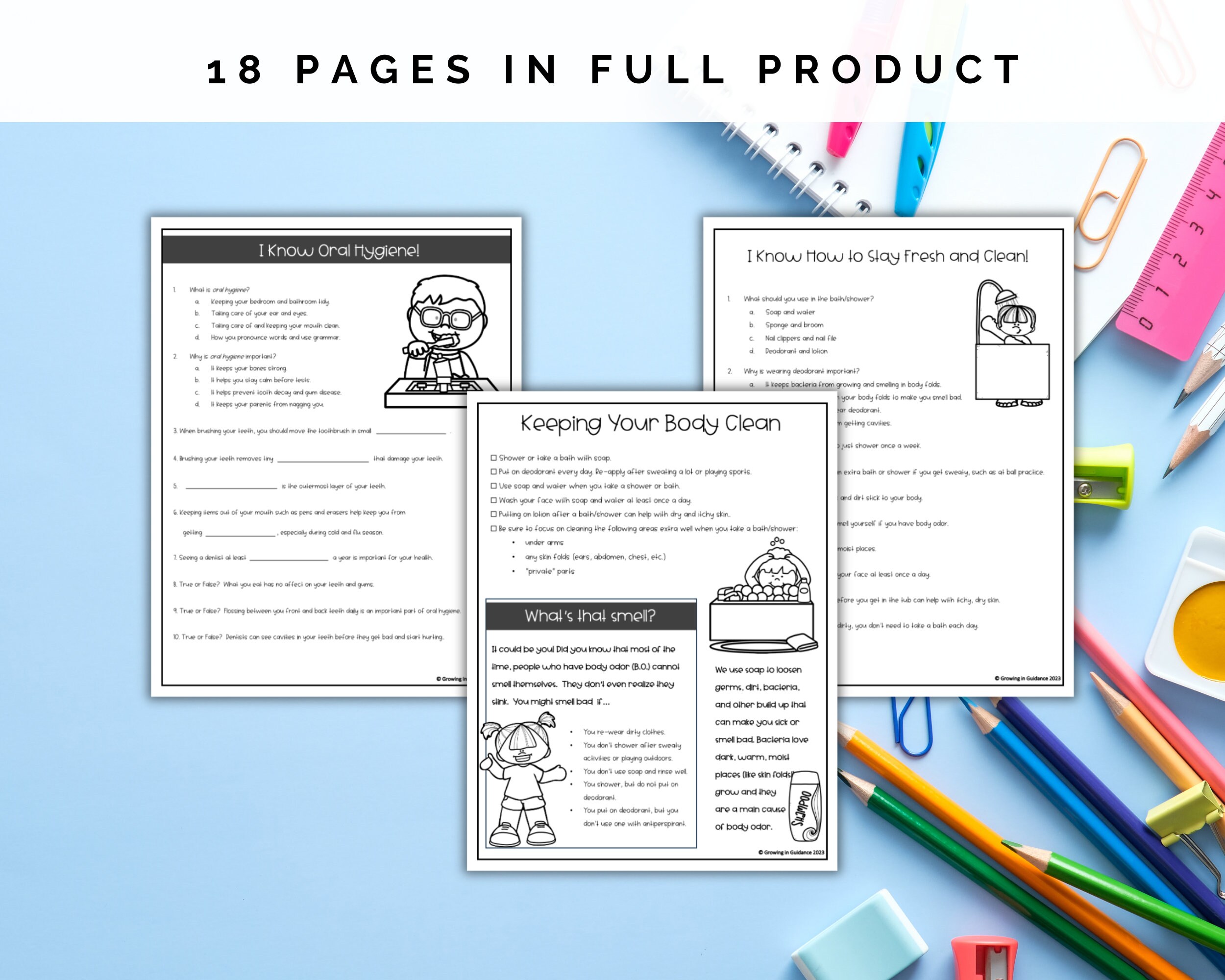 Personal Hygiene Workbook: Elementary School Health Activity (digital ...