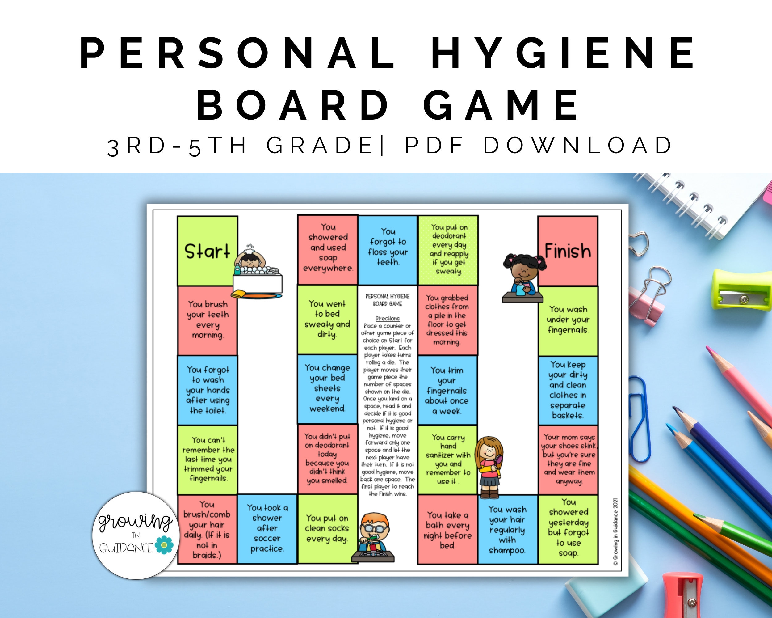 Personal Hygiene Board Game: Health & Life Skills (PDF Download) - Etsy