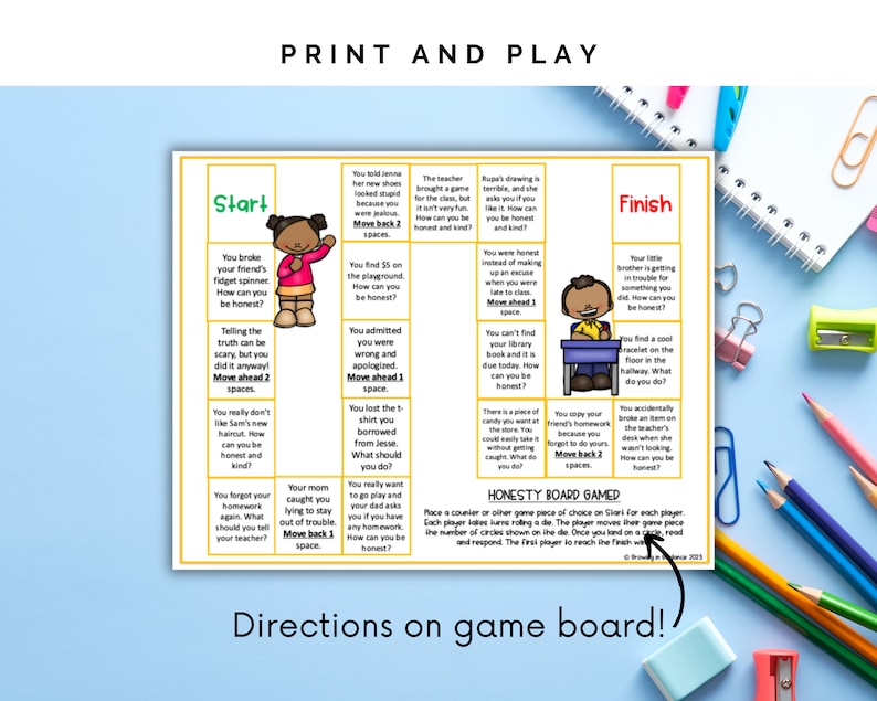 Honesty Board Game: Character Education Activity (PDF Download) - Etsy