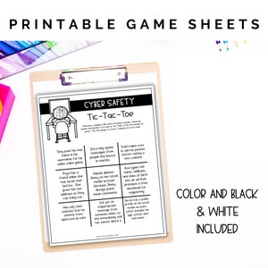 Cyber Safety Tic-tac-toe Game 3rd-5th Grade Personal Safety Activity ...