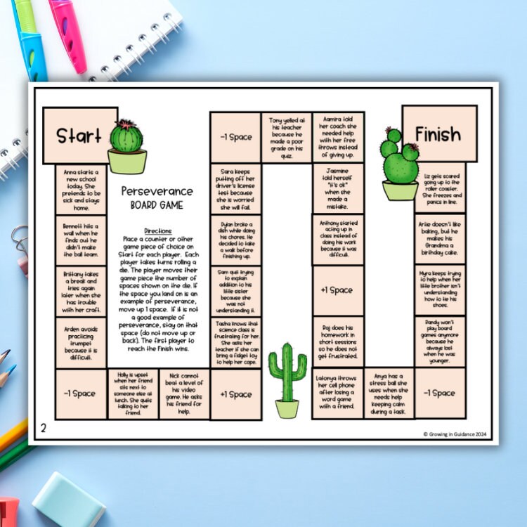 Perseverance Board Game: Growth Mindset Activity (PDF Download) - Etsy