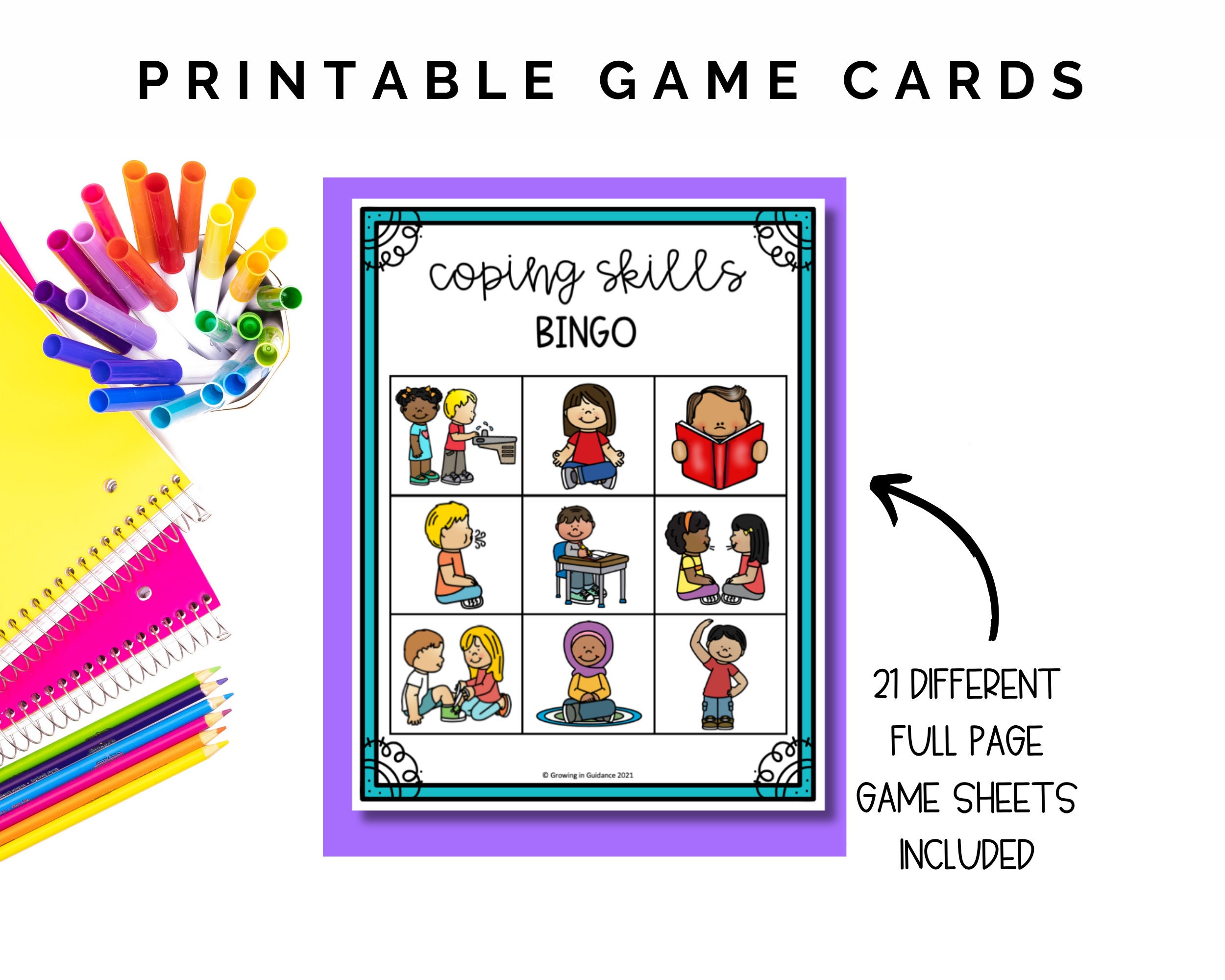 Coping Skills BINGO Prek-5th - Etsy