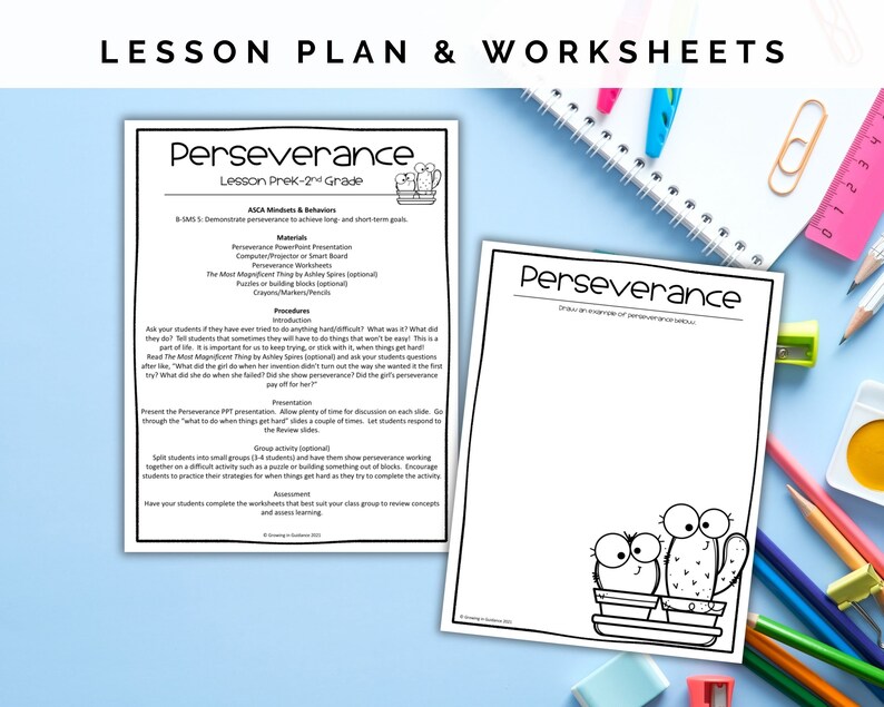 Perseverance Lesson & Presentation K-2nd Grade No Prep Character Lesson ...