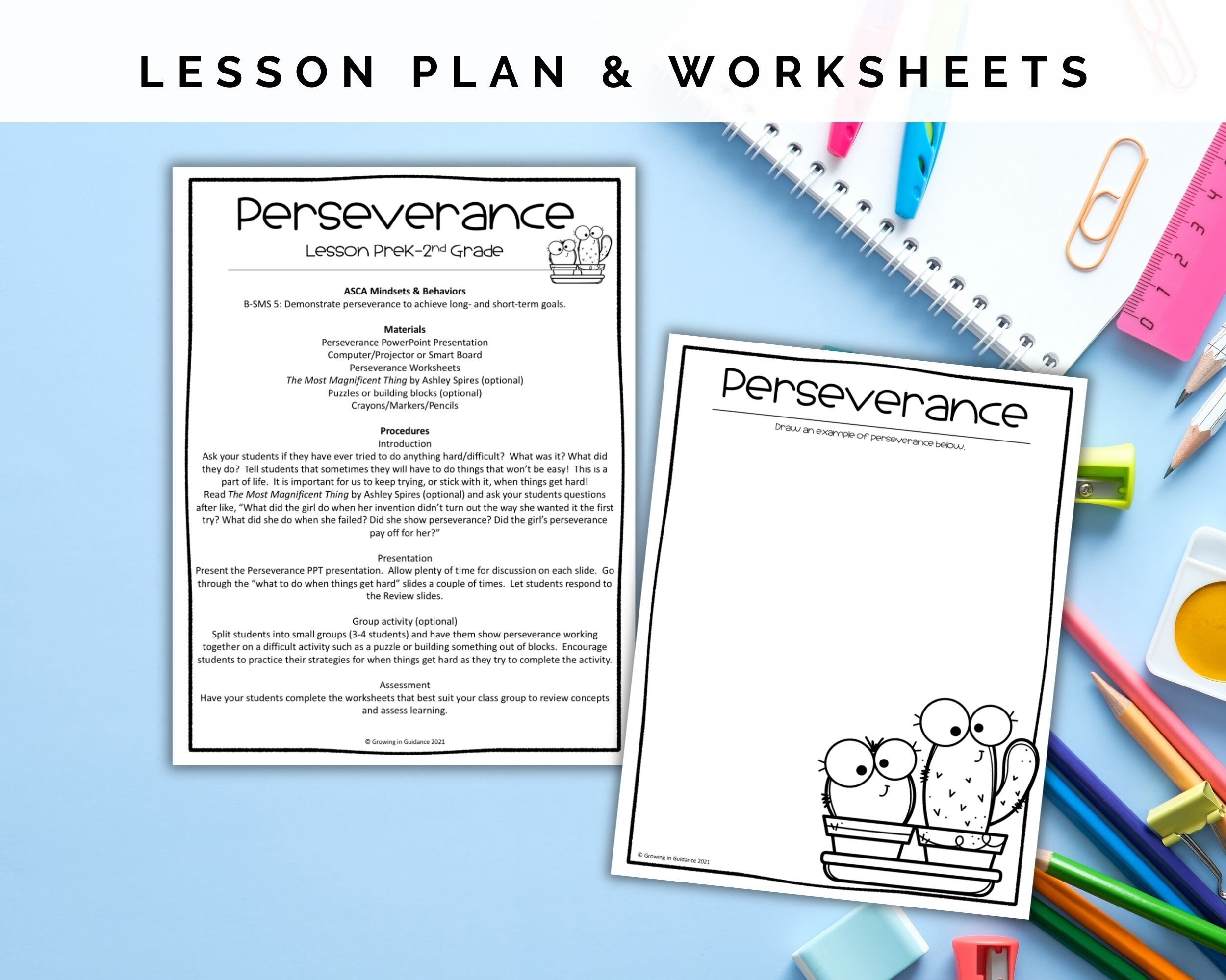 Perseverance Lesson & Presentation K-2nd Grade No Prep Character Lesson ...
