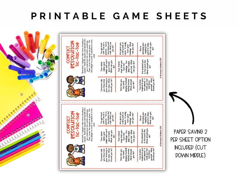 Conflict Resolution Tic-tac-toe Game 3rd-5th Grade Problem Solving ...