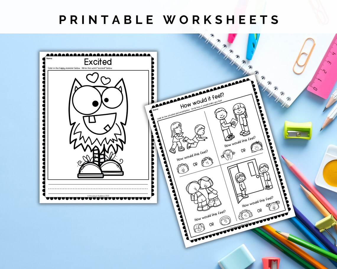 Color Monster Emotions Lesson: K-2 Presentation & Worksheets (digital ...