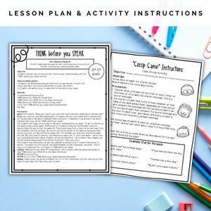 THINK Before You Speak Lesson and Presentation 3rd-5th Grade Kindness SEL Social Skills Gossip ...