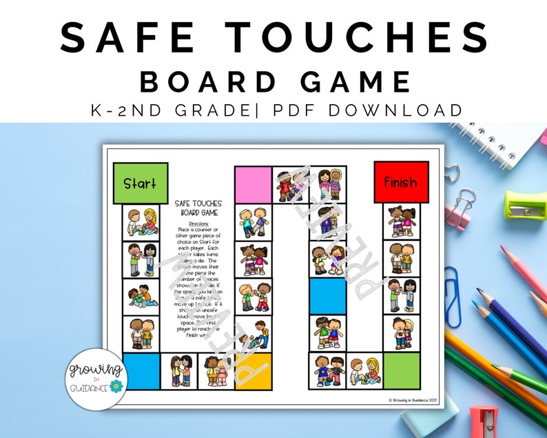 Safe & Unsafe Touches Board Game K-2nd Grade Personal Safety Activity ...
