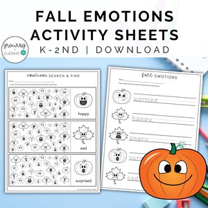 Fall Emotions Activity Sheets K-2nd | Autumn SEL School Counseling ...
