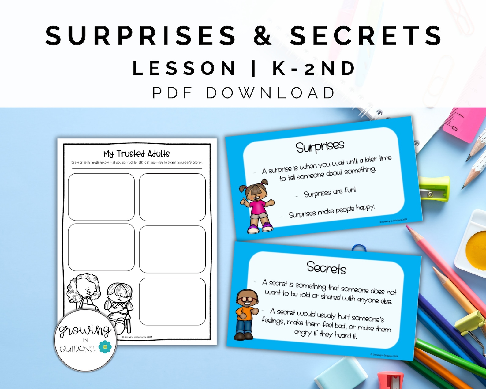 Surprises & Secrets Lesson Prek-2nd Grade | Personal Safety Lesson and ...