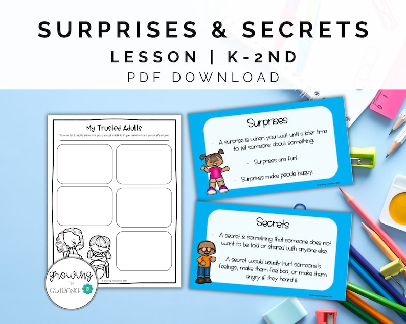 Surprises & Secrets Lesson Prek-2nd Grade | Personal Safety Lesson and ...