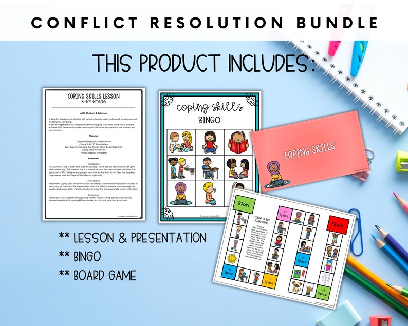 Coping Skills Lesson & Activity Bundle K-5th Grade Elementary Low Prep ...