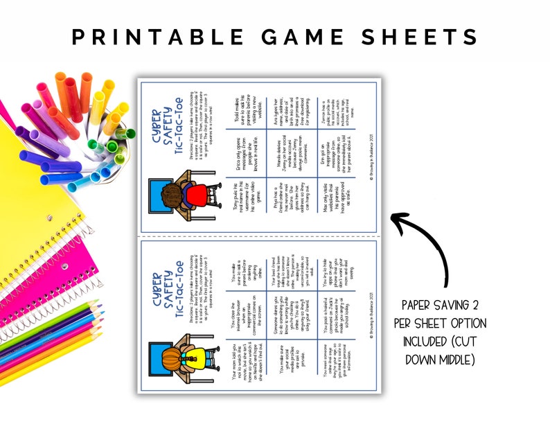 Cyber Safety Tic-tac-toe Game 3rd-5th Grade | Personal Safety Activity ...