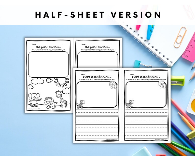 Safari Animal End of Year Activity Sheets: K-3 Reflection Worksheets ...