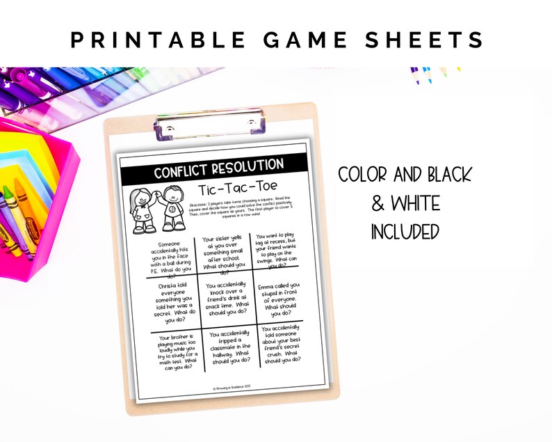 Conflict Resolution Tic-tac-toe Game 3rd-5th Grade Problem Solving ...