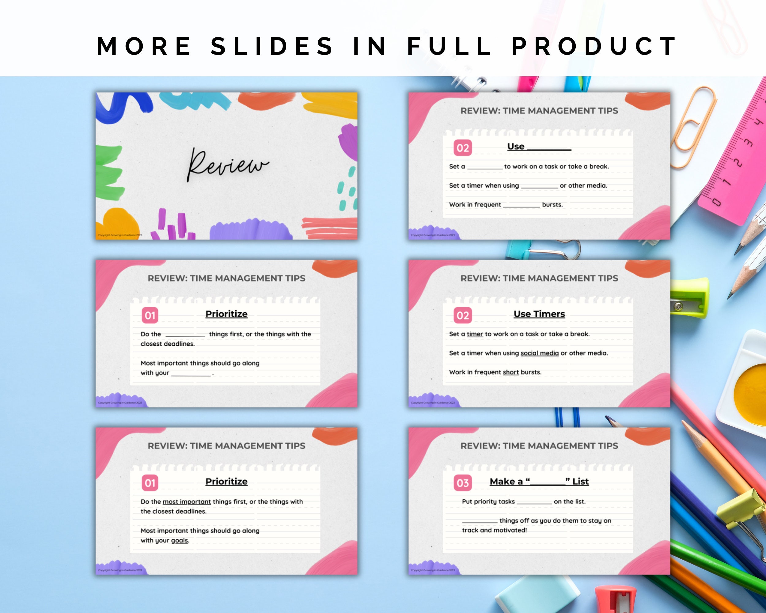 Time Management Lesson & Presentation 6-12th Grade | School Counseling ...