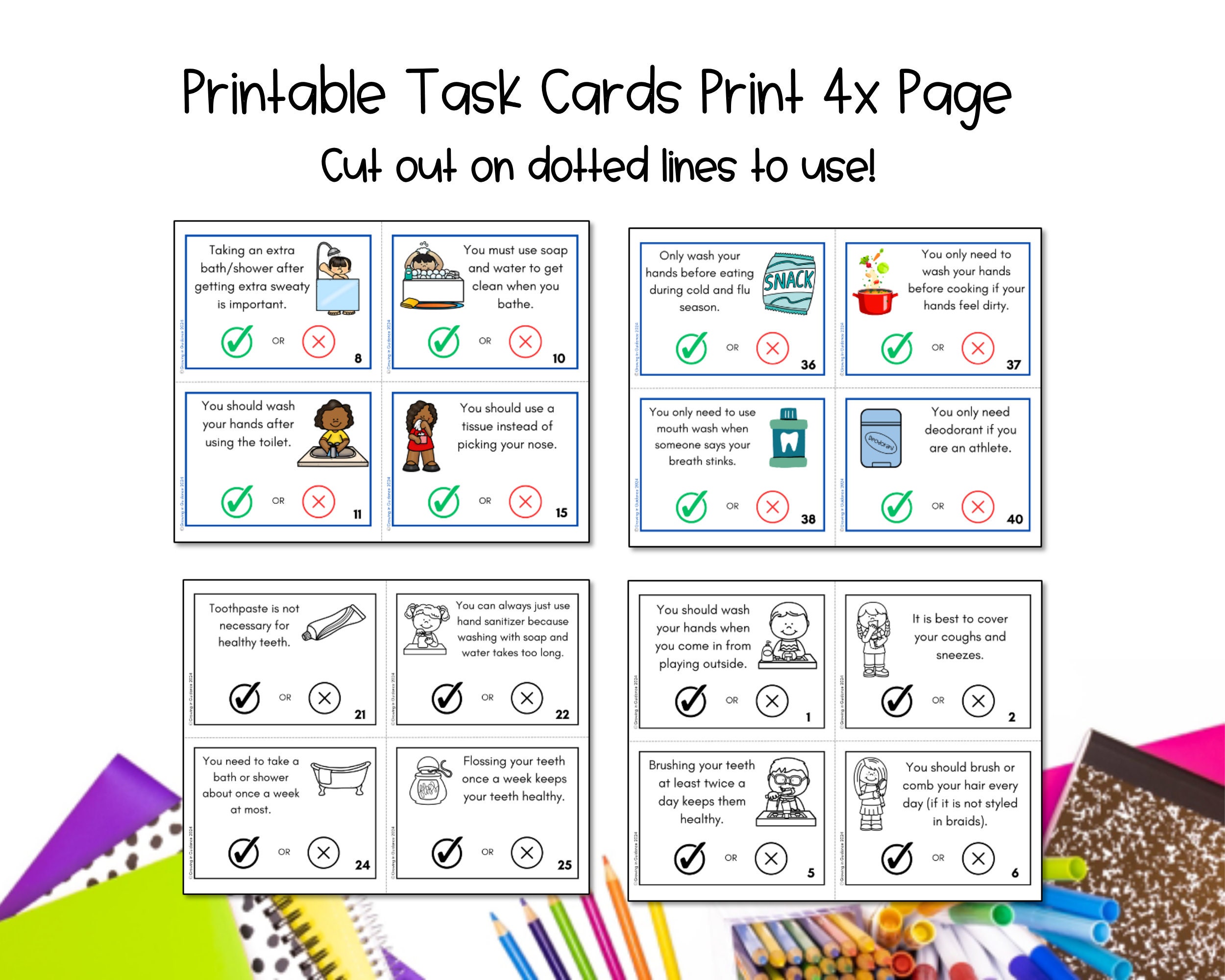 Personal Hygiene Task Cards 2nd-5th Grade | Printable & Digital ...