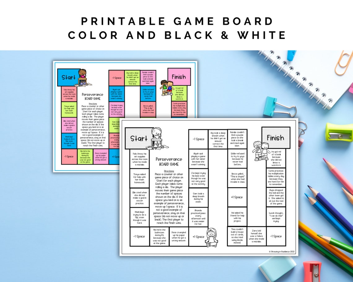 Perseverance Board Game 3rd-8th Grade No Prep School Counseling ...