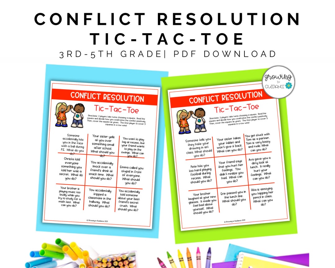 Conflict Resolution Tic-tac-toe Game 3rd-5th Grade Problem Solving ...