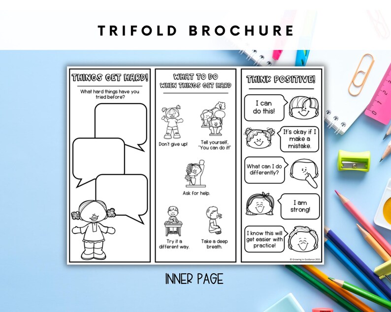 Perseverance Brochure K-2nd Grade Elementary Growth Mindset Character ...
