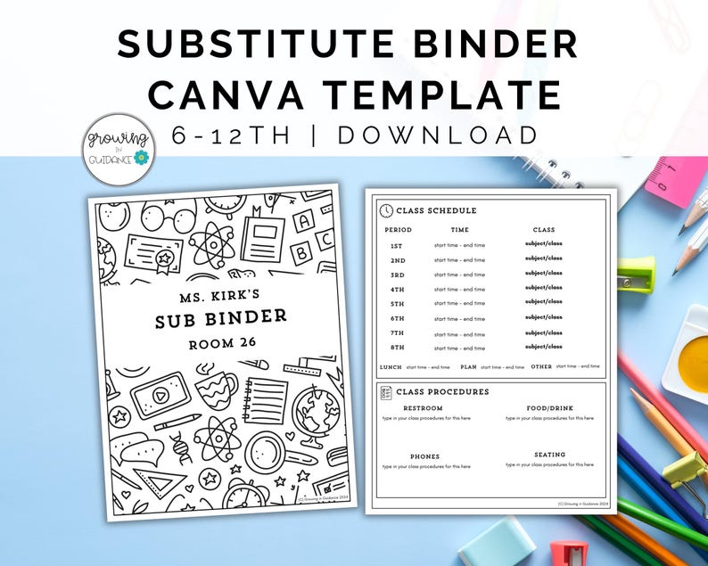 Editable Sub Binder Canva Template Middle & High School 6th to 12th ...