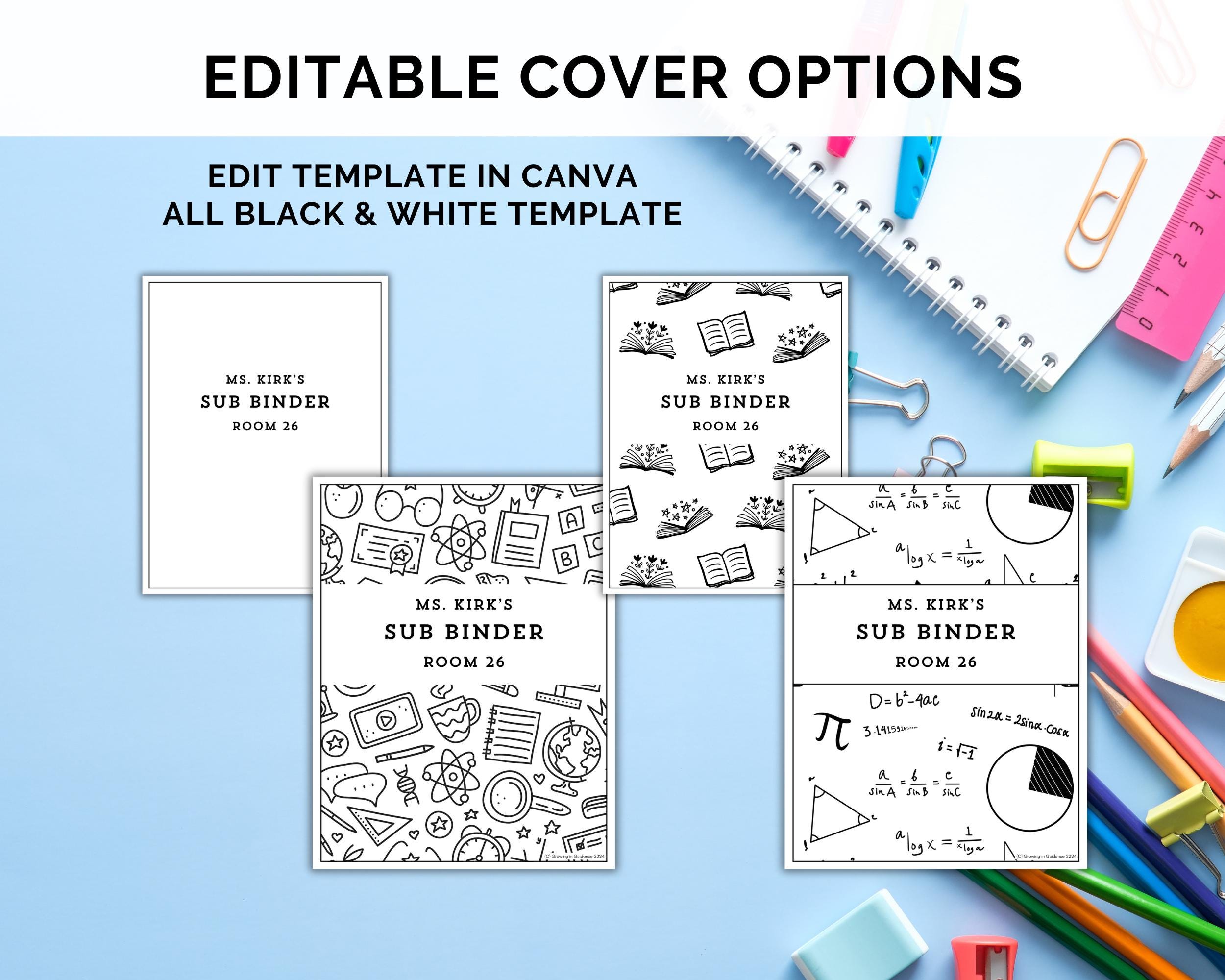 Editable Sub Binder Canva Template Middle & High School 6th to 12th ...